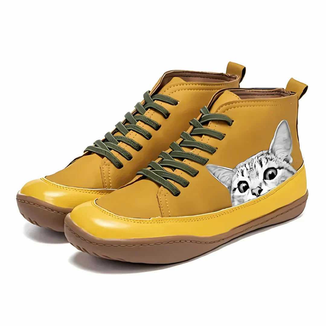 Katherine™ | Leather Ankle Boots for Cat Lovers – Hugo & Rose USA